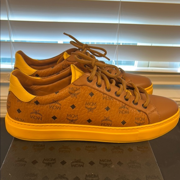 MCM | Shoes | Mcm Tan And Gold Mens Sneakers | Poshmark